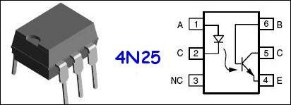 4N25 SMD optokobler, fototransistor