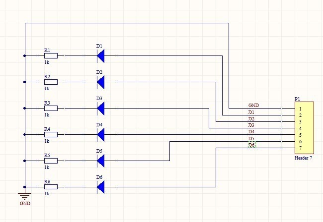 Arduino Breadboard 6 kanal LED