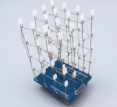 Light Cube Kit 4X4X4 Blue LED Arduino shield DIY Kit - ArduinoTech