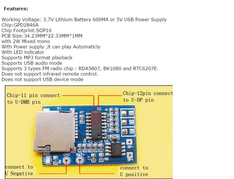 MP3 Player Decoding Module Power Amplifier