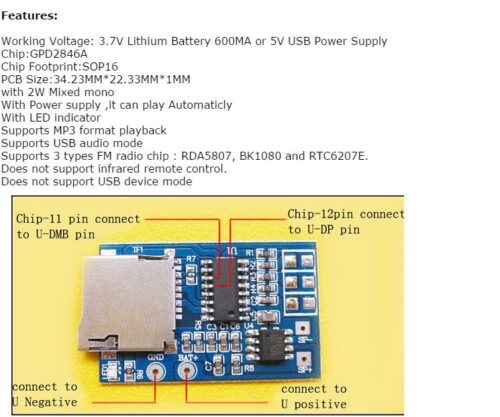 MP3 Player Decoding Module Power Amplifier