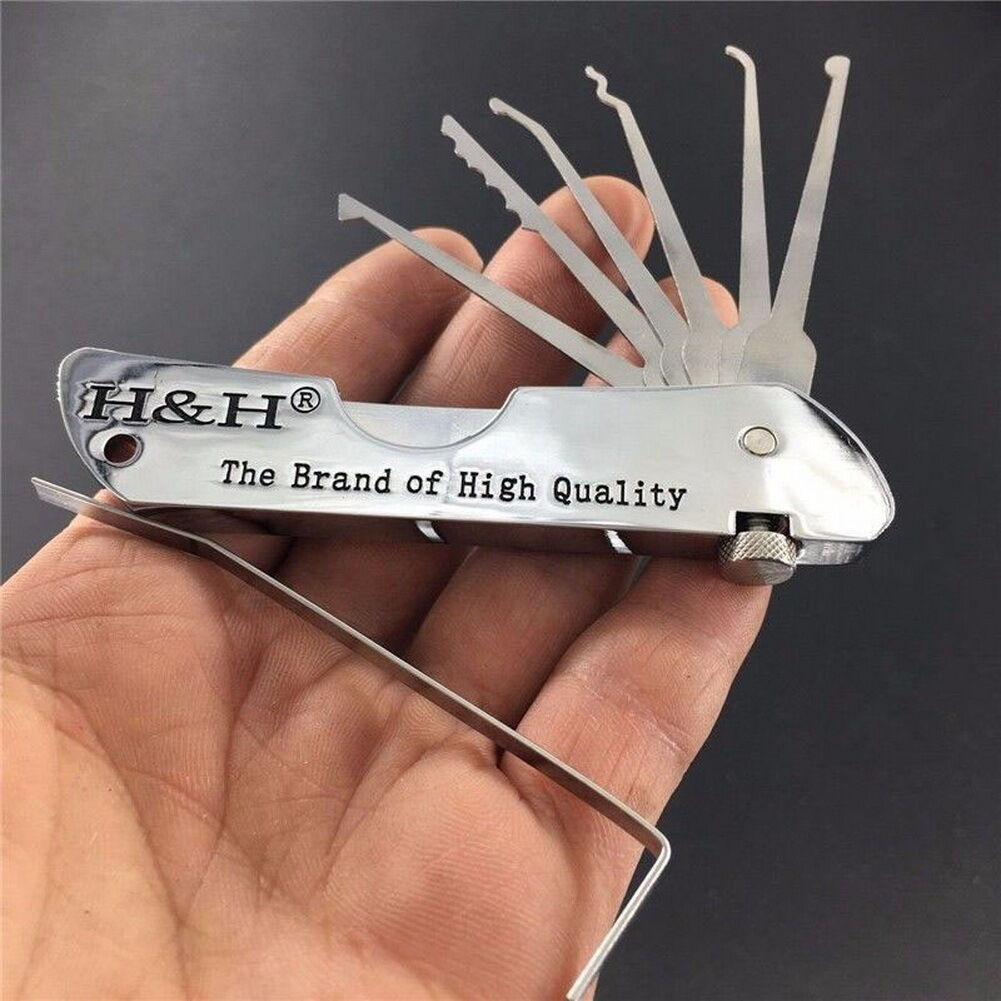 6 i 1 foldelåsesmedværktøjslommesæt med gennemsigtig hængelås