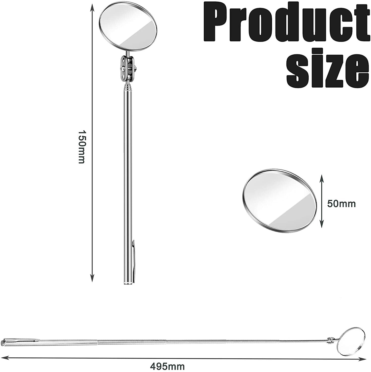 Teleskopisk inspektionsspejl 50mm - ArduinoTech